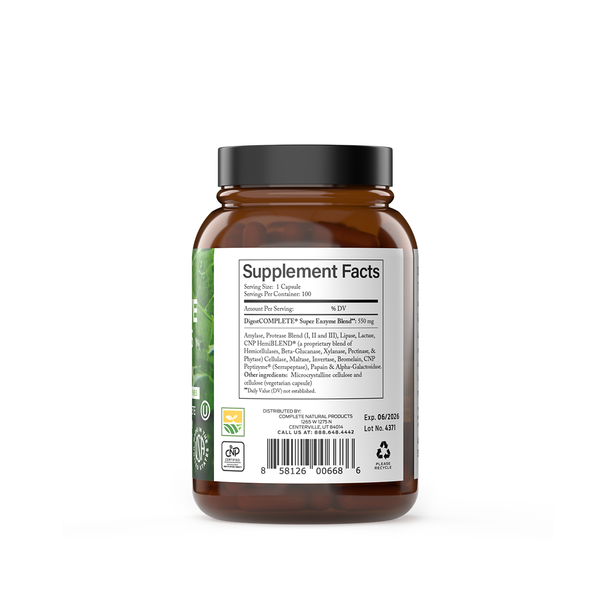 Digestive Enzymes Capsules - 100 Veggie Capsules, 550mg, Plant Based ...